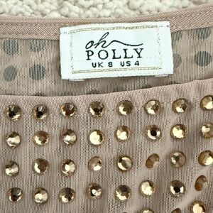 Oh Polly | Dresses | Oh Polly Sheer Delight Mesh Embellished Mini Dress ...